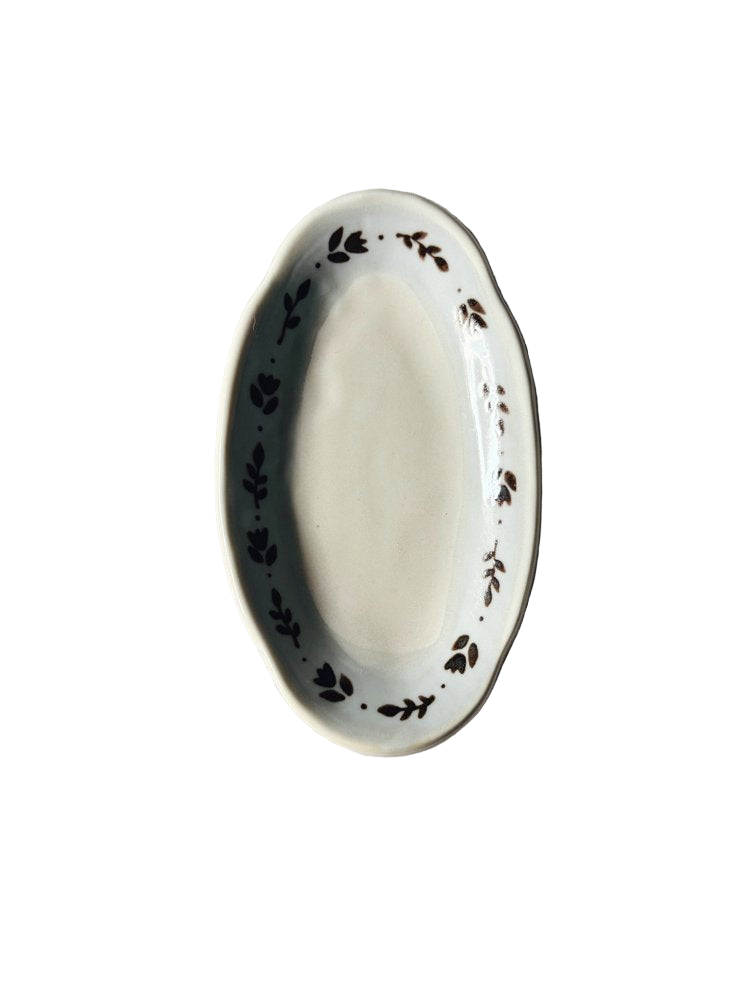 Stephanie Dawn Matthias Ceramic Artisan Floral Alpine Small Oval Tray ...